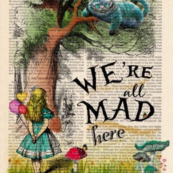 Other | Alice In Wonderland Dictionary Book Page Art Decor | Poshmark